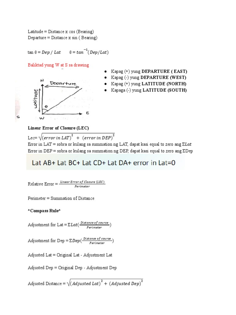 Surveying Formula | PDF | Latitude | Surveying