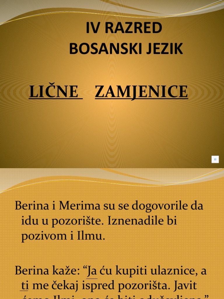 Bosanski 4, Lične Zamjenice | PDF