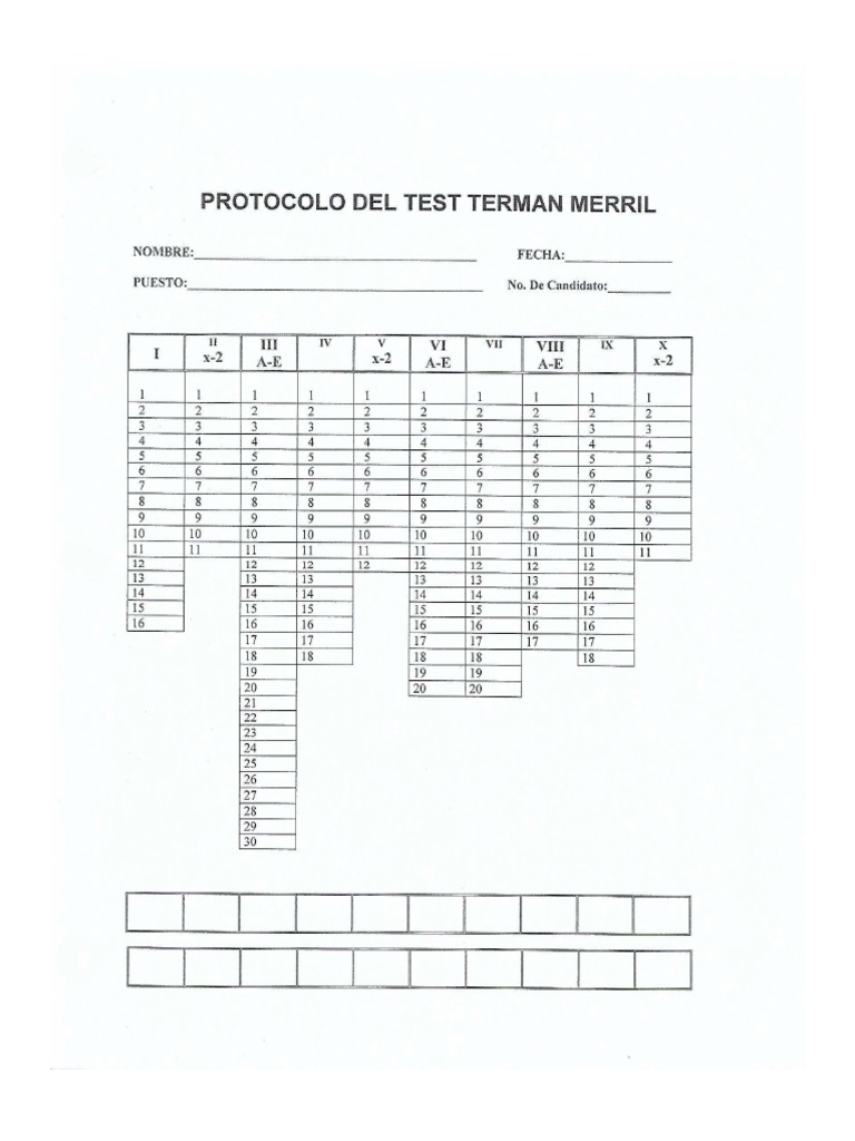 Hoja de Respuestas Terman Merril | PDF