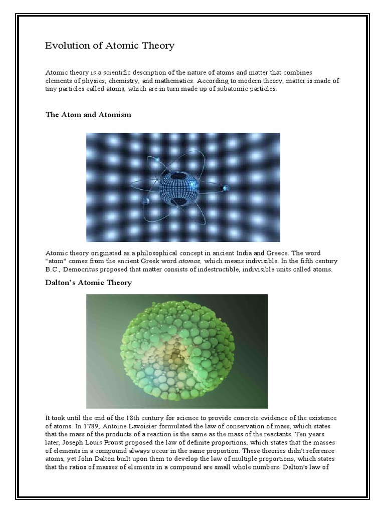 Evolution of Atomic Theory | PDF | Atoms | Atomic Nucleus