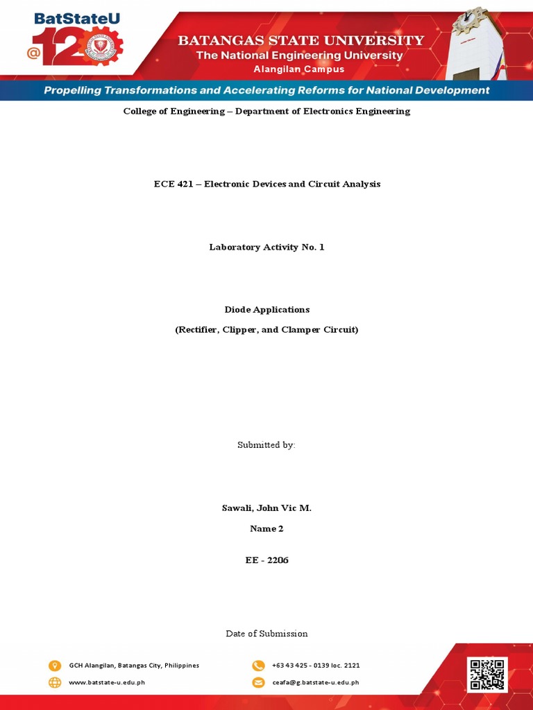 John Vic Sawali - Ece 421 - Lab Activity 1 | Download Free PDF | P–N Junction | Diode