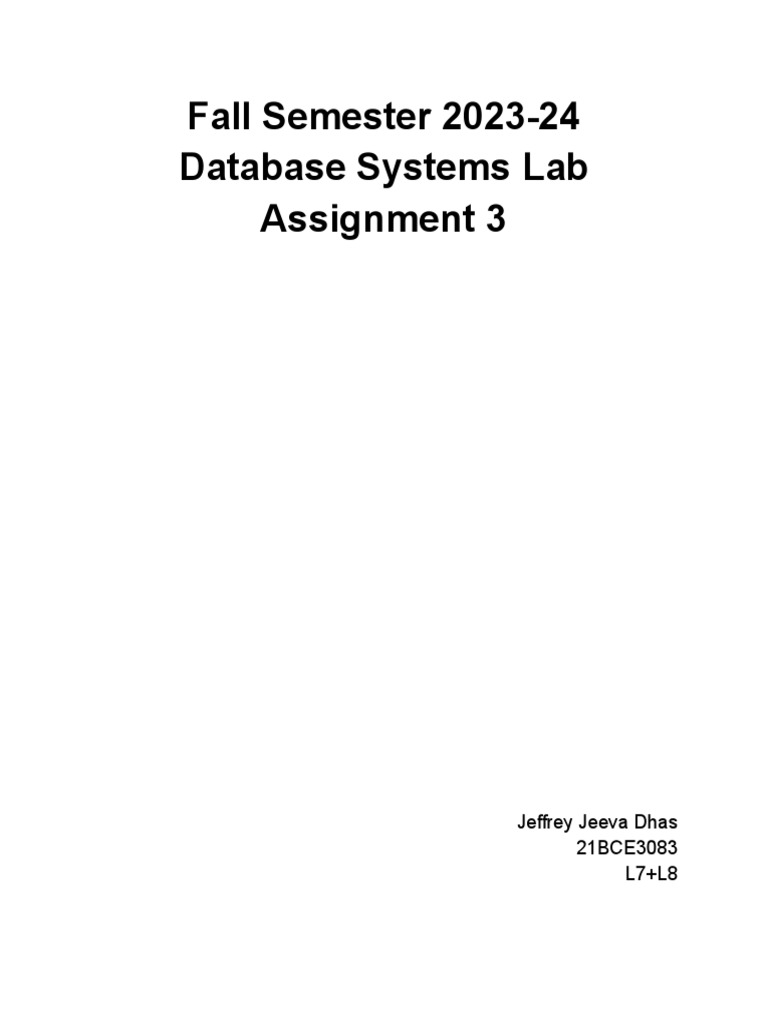 DBMS Assignment 3 | PDF DBMS Assignment 3 | PDF