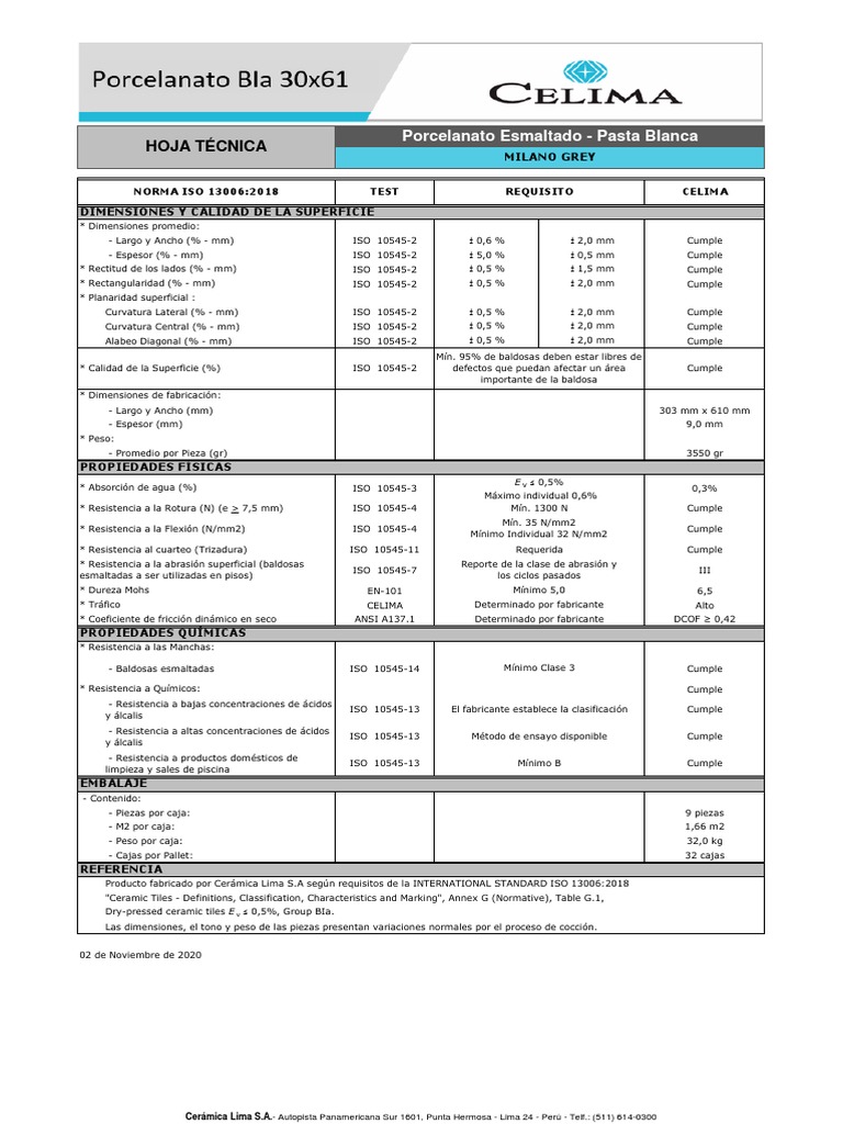 2.3.2 FT Celima Porcelanato 30X61 | PDF | Sector secundario de la ...