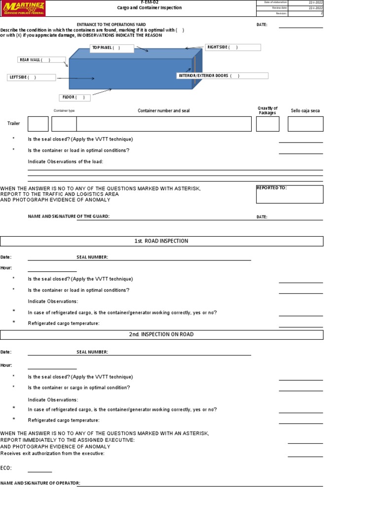 F-EM-02 Cargo and Container Inspection | PDF | Automotive Industry ...