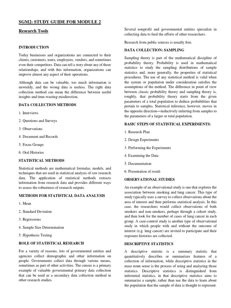 Study Guide For Module 2 | PDF | Statistics | Errors And Residuals