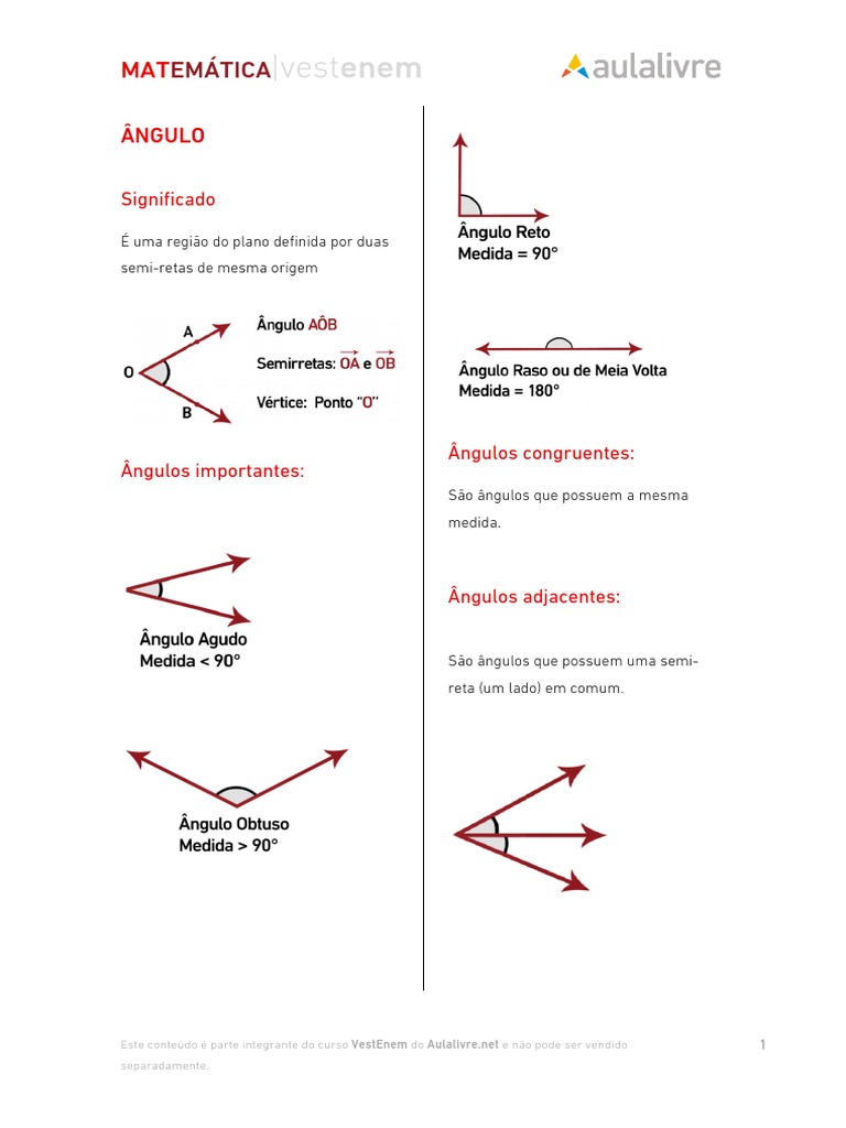 Ângulos e Figuras Planas: Conceitos e Exemplos | PDF | Triângulo | Ângulo