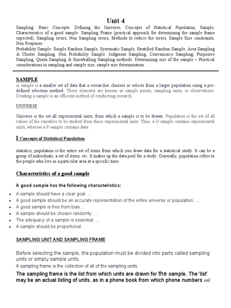BRM, Unit-4 | PDF | Sampling (Statistics) | Standard Deviation