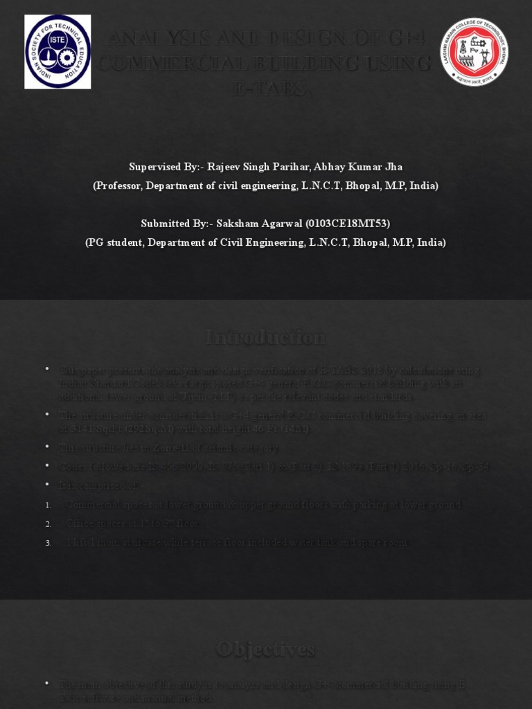 Analysis and Design of G+4 Commercial | PDF | Beam (Structure) | Civil ...