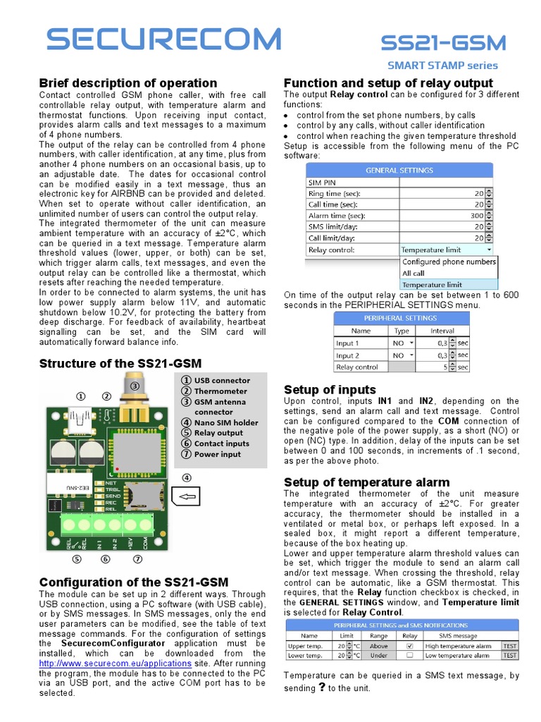 Manual de Instalare Modul GSM Cu Iesire de Releu Controlabil Pentru ...