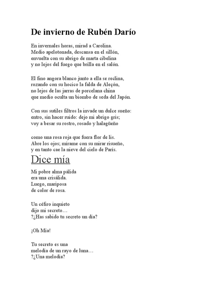 Poema "De invierno" de Rubén Darío | PDF
