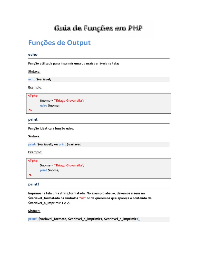 Lista de Funções Do PHP | PDF | Ponteiro (programação de computadores ... Lista de Funções Do PHP | PDF | Ponteiro (programação de computadores ...