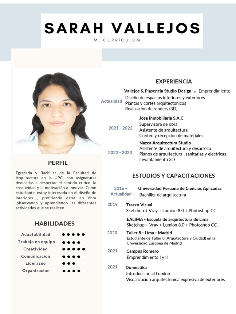 CV - Sarah Vallejos Plasencia | PDF