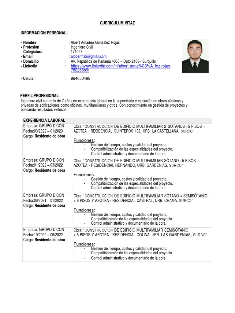 CV ND - Albert Gonzalez - Ene23 | PDF | Ingeniería