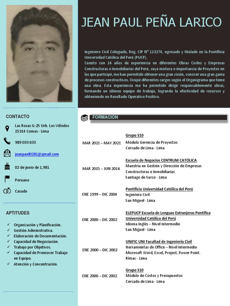 CV Jean Paul Peña | PDF | Lima | Perú