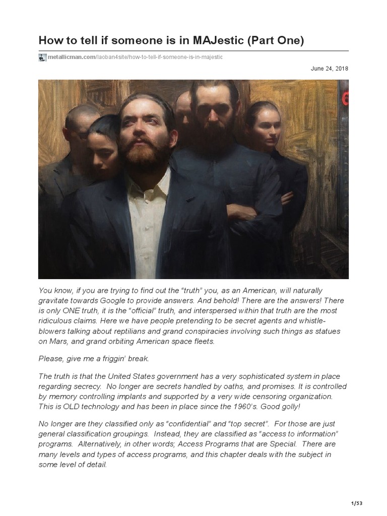 How To Tell If Someone Is in MAJestic Part One | PDF | Classified Information In The United ...