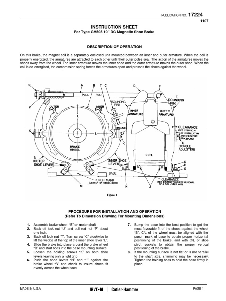 Data Sheet Gh505 Cutler Hammer | PDF | Screw | Brake