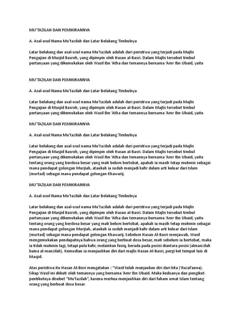 Mutazilah Dan Pemikirannya Pdf Agama And Spiritualitas Filsafat 