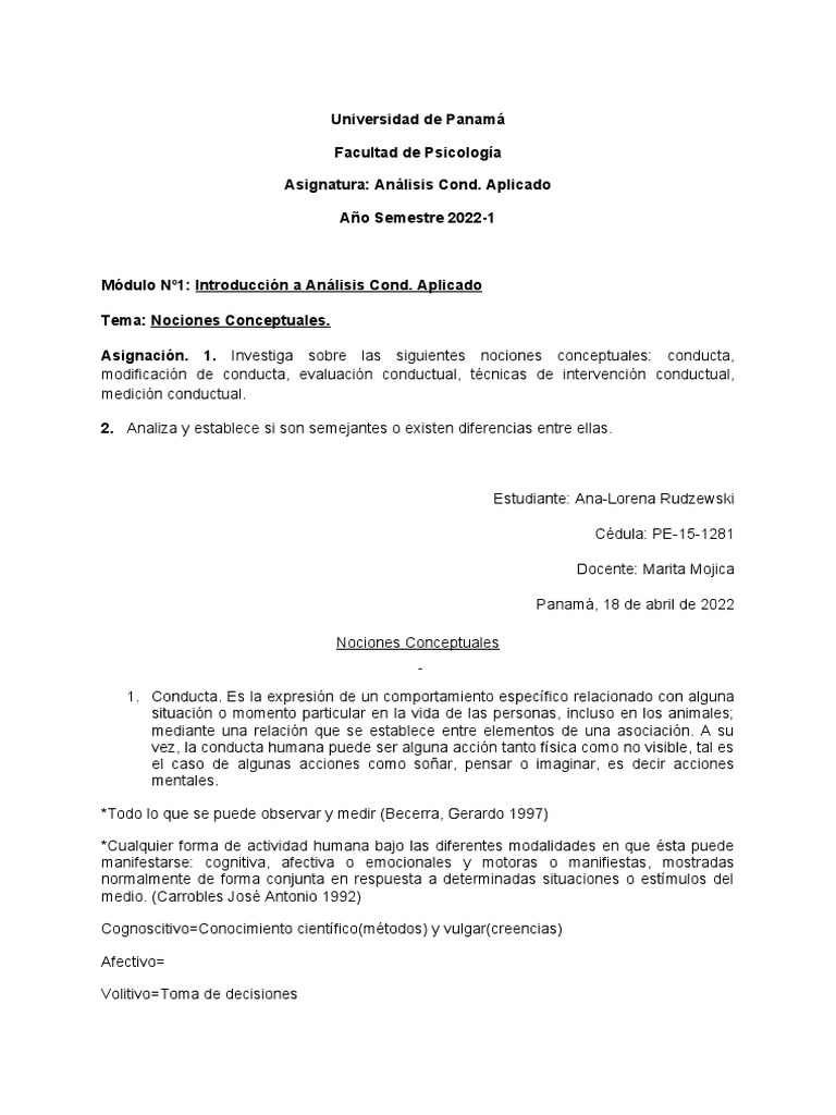 Asig - 1 - Nociones Conceptuales | PDF | Comportamiento | Sicología