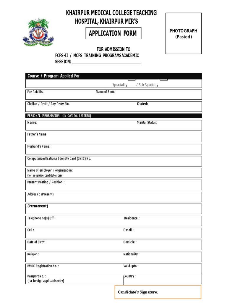 KMC PG'S Form | PDF | Postgraduate Education | Identity Document