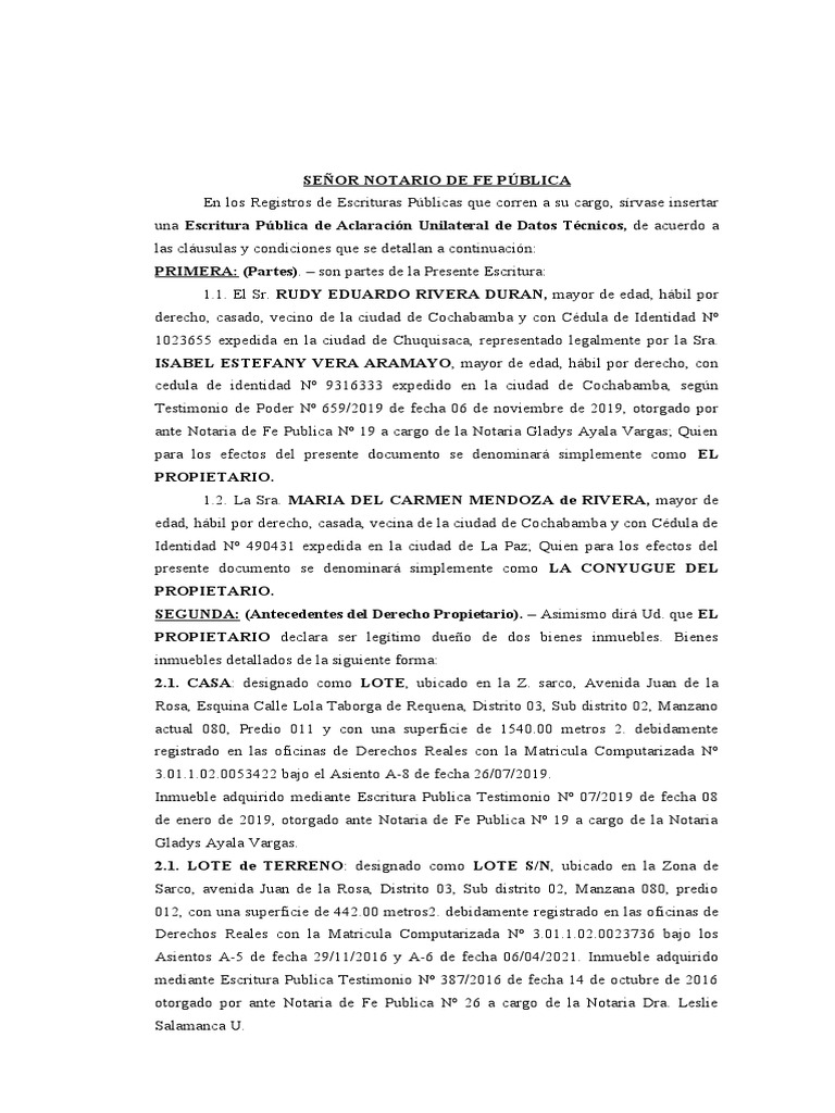 Minuta de Correccion de Datos Tecnicos Modelo Propiedad Horizontal ... Minuta de Correccion de Datos Tecnicos Modelo Propiedad Horizontal ...