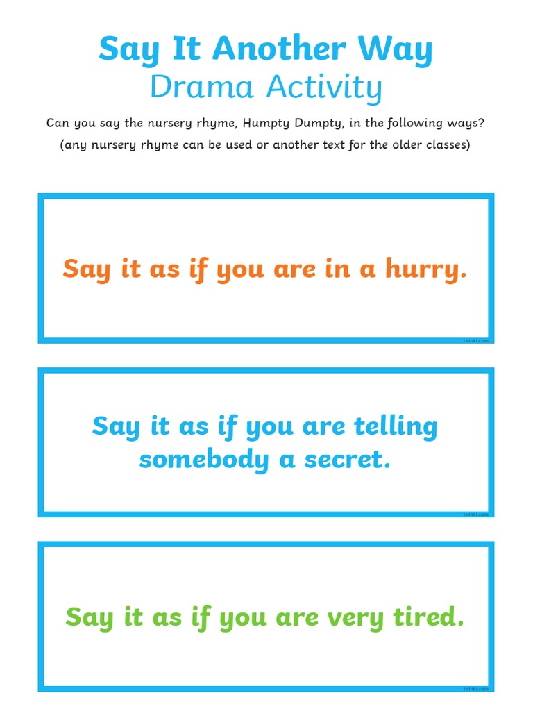 Say It Another Way Drama Activity | PDF