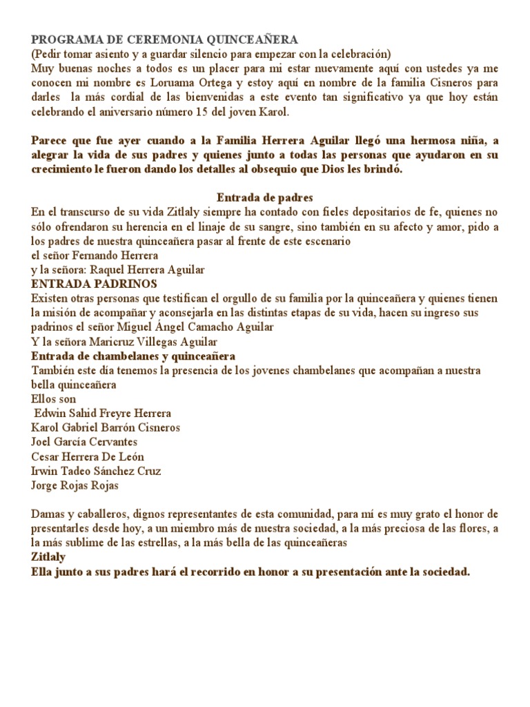 Programa Quince Años | PDF | Tradiciones | Cumpleaños