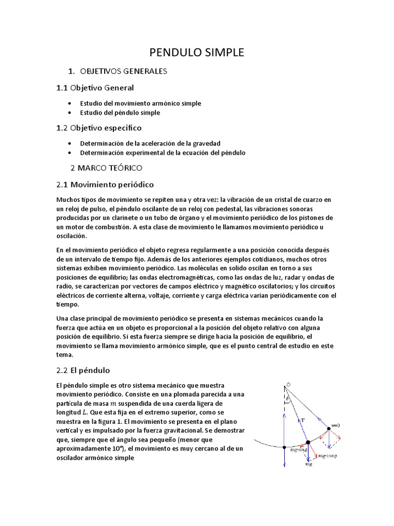 Pendulo Simple | PDF | Péndulo | Oscilación