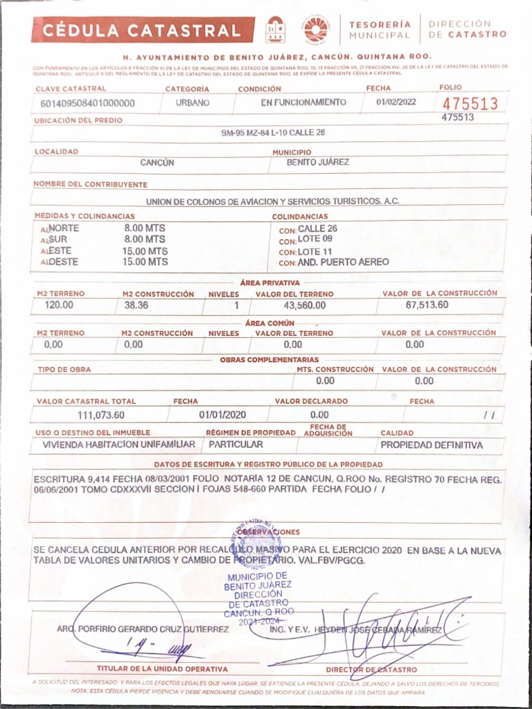 CÉDULA CATASTRAL | PDF