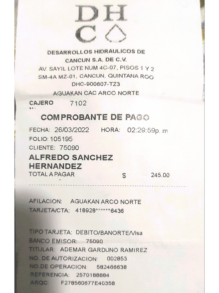 COMPROBANTE DE PAGO DE AGUA | PDF