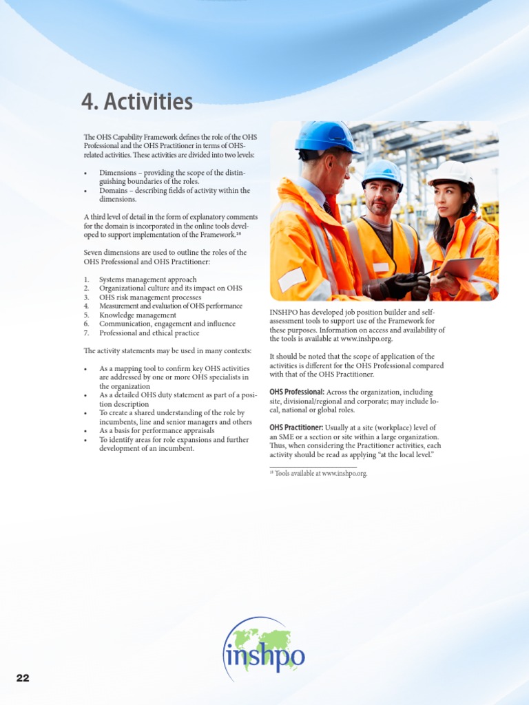 INSHPO - 2017 - Capability - Framework - Table 4 | PDF | Occupational ...