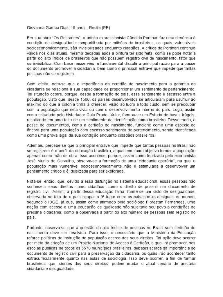 Redação Nota mil-ENEM 2021 - Giovanna Gamba Dias, 19 Anos - Recife (PE ... Redação Nota mil-ENEM 2021 - Giovanna Gamba Dias, 19 Anos - Recife (PE ...