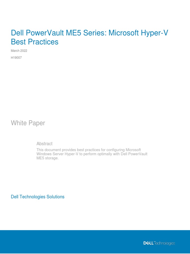 h19007 Dell Powervault Me5 Microsoft Hyperv BP | PDF | Hyper V | Hard Disk Drive