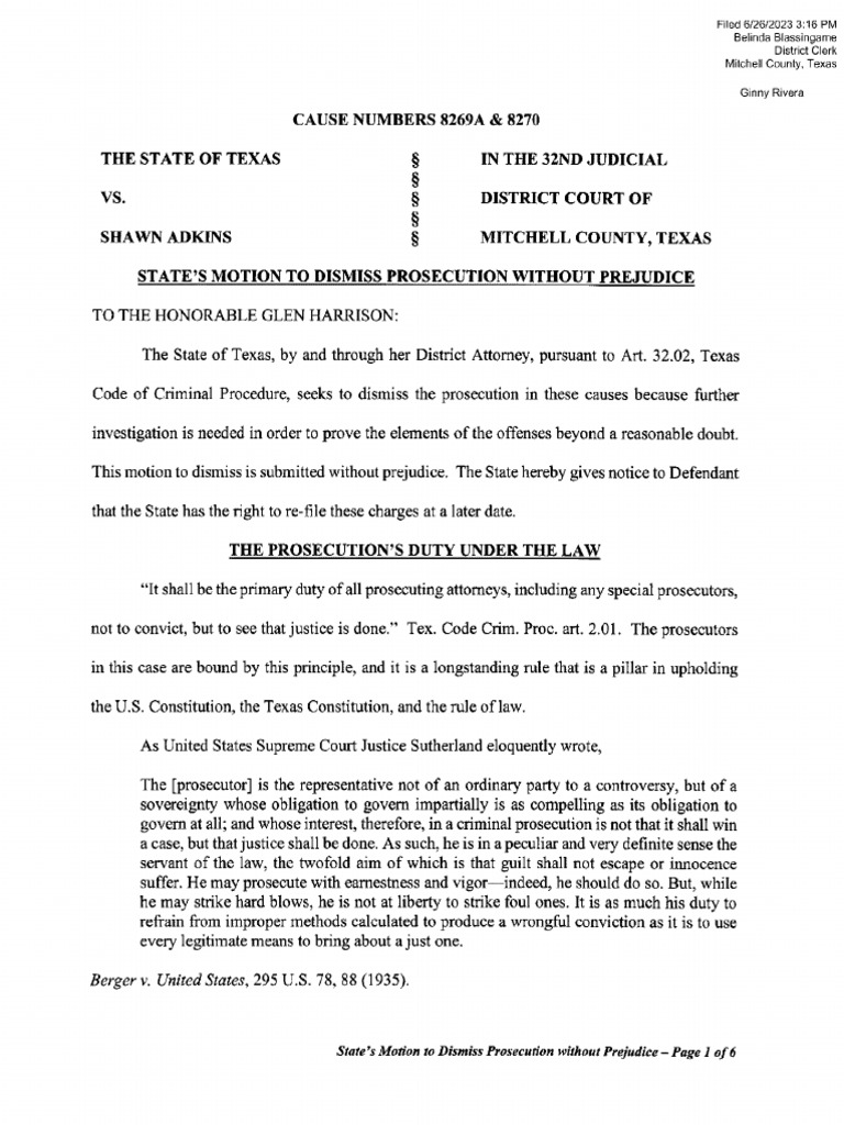 Shawn Atkins: Motion To Dismiss | PDF