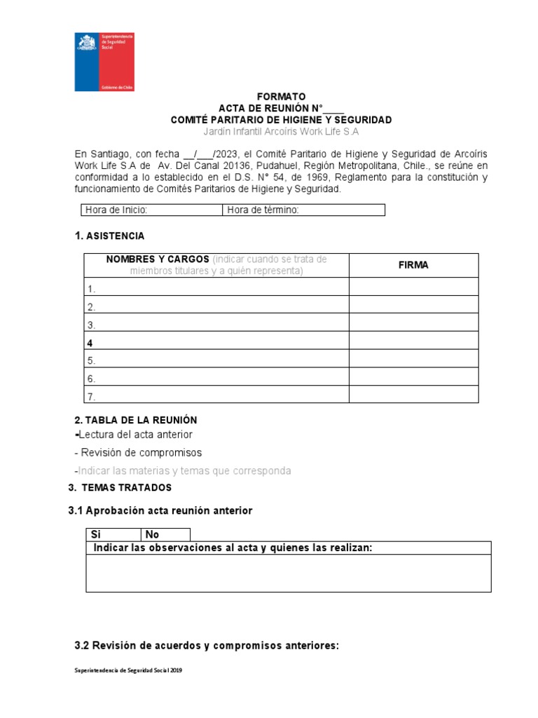 Acta Comité Paritario de Seguridad | PDF | Gobierno