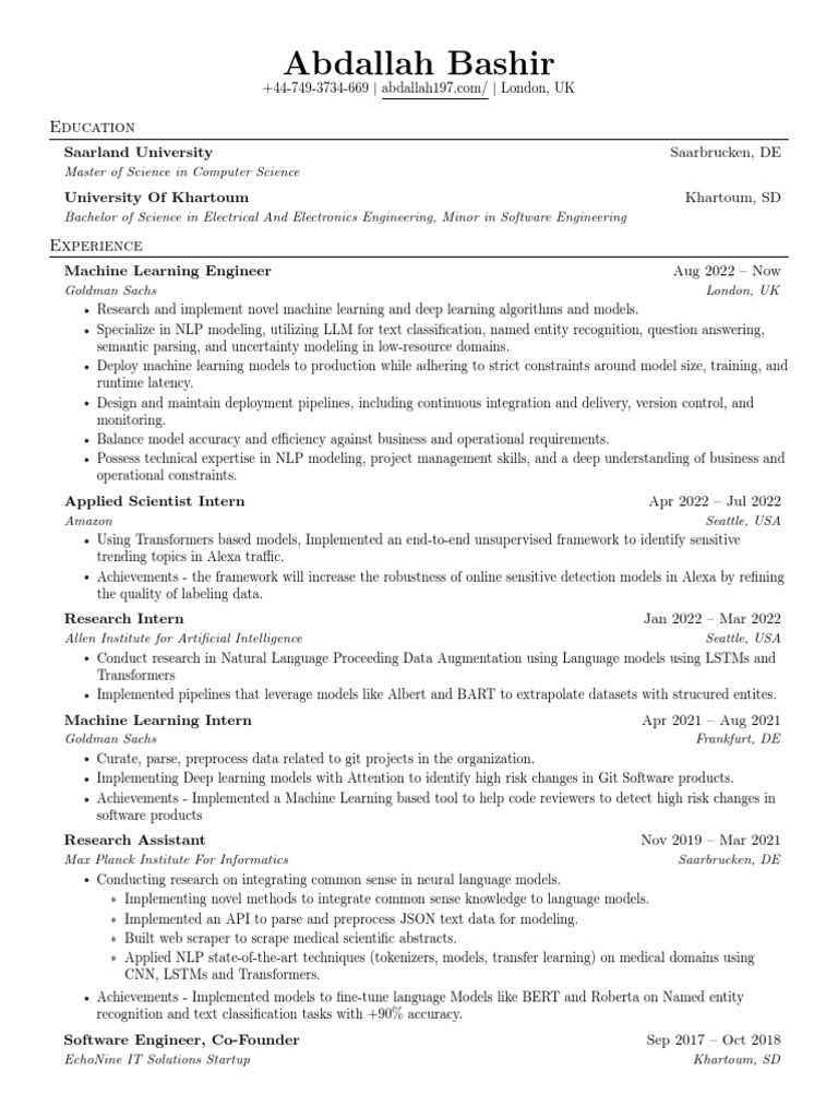 Abdallah Bashir Resume | PDF | Machine Learning | Deep Learning