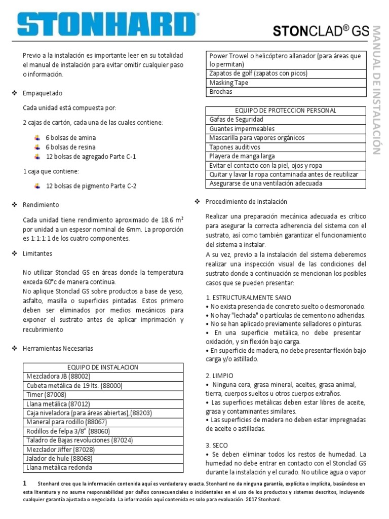 Stonclad Gs | PDF | Hormigón | Materiales de construcción