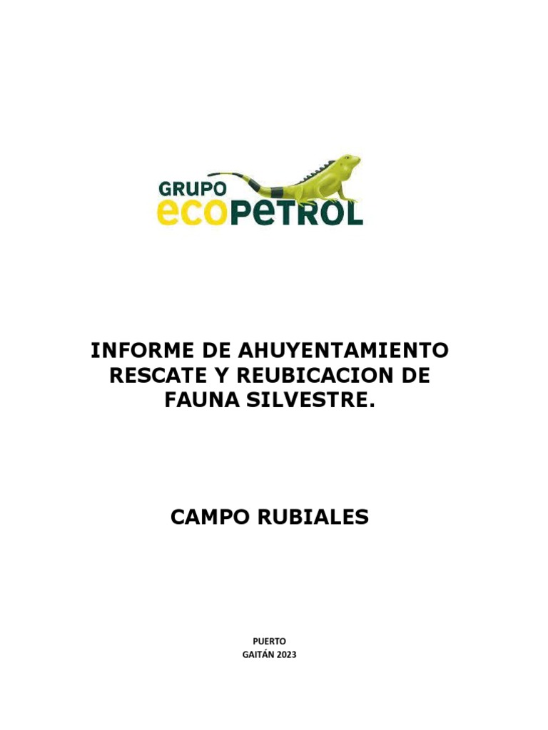 Informe de Ahuyentamiento Rescate y Reubicacion de Fauna Silvestre F ...
