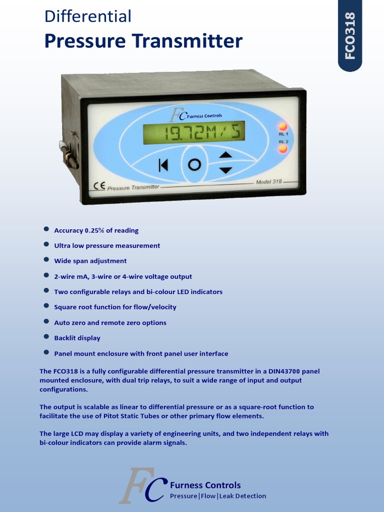 Furness Controls Differential Pressure Transmitters | PDF | Pressure ...