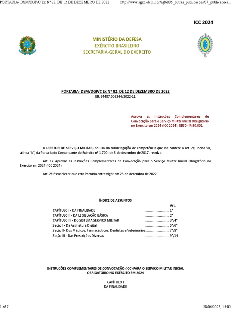PORTARIA - DSM - DGP - C Ex #82, DE 12 DE DEZEMBRO DE 2022 | PDF ...