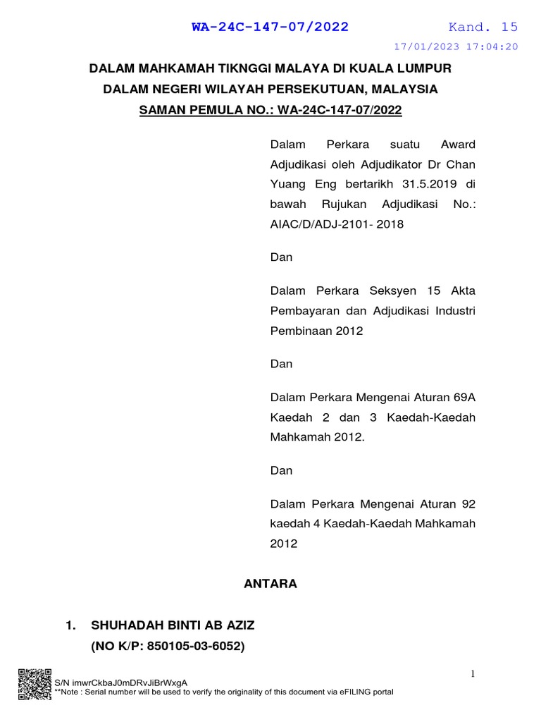 Ap Shuhada Anor V Ah Design Comm (Sessions Appeal) - Appeal +@001 | PDF | Adjudication | Legal ...