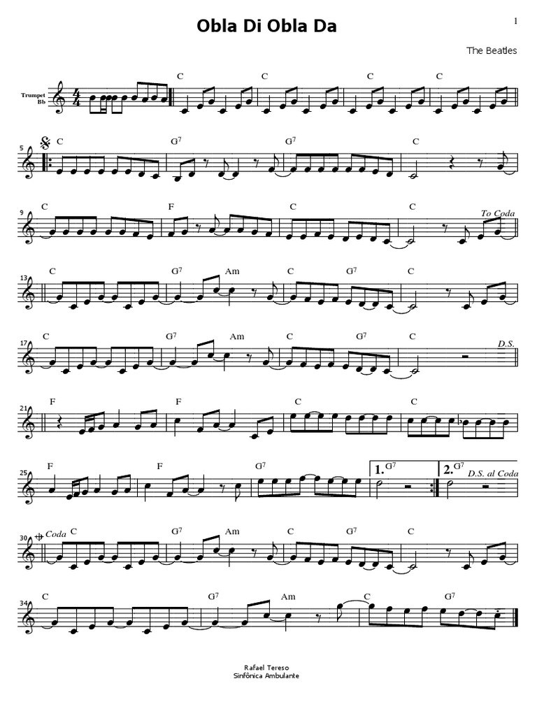 Obla Di Obla Da - Trumpet - BB | PDF | Maison et jardin