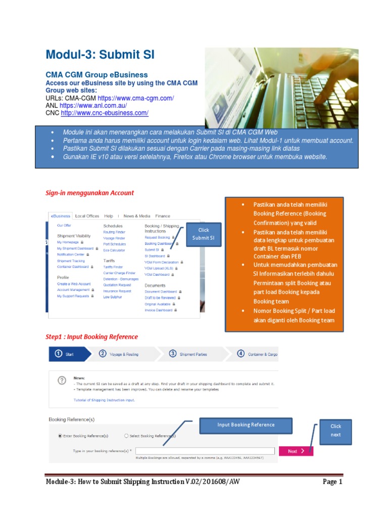 Panduan Submit Shipping Instruction | PDF