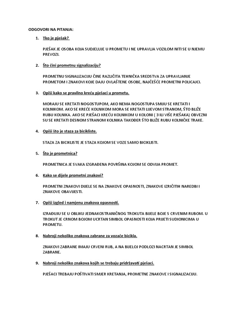 Odgovori Na Pitanja Tehnički | PDF