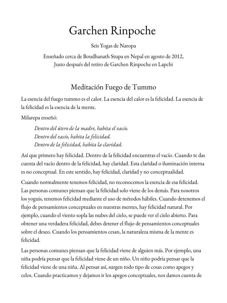 Seis Yogas de Naropa y Meditación Tummo | PDF | Felicidad | Sueño