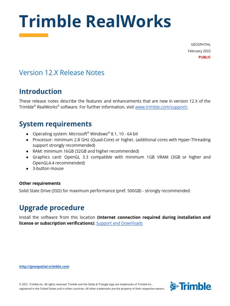 Trimble RealWorks 12.X Release Notes | PDF | 3 D Computer Graphics ...
