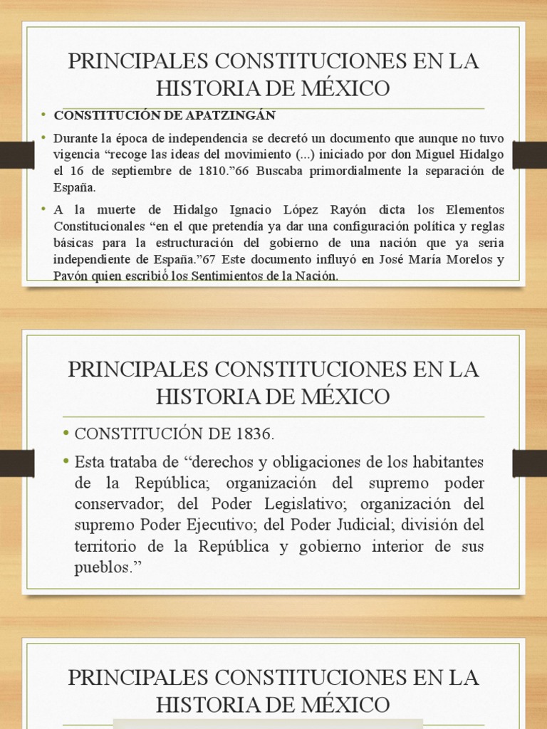 Principales Constituciones En La Historia De México Pdf
