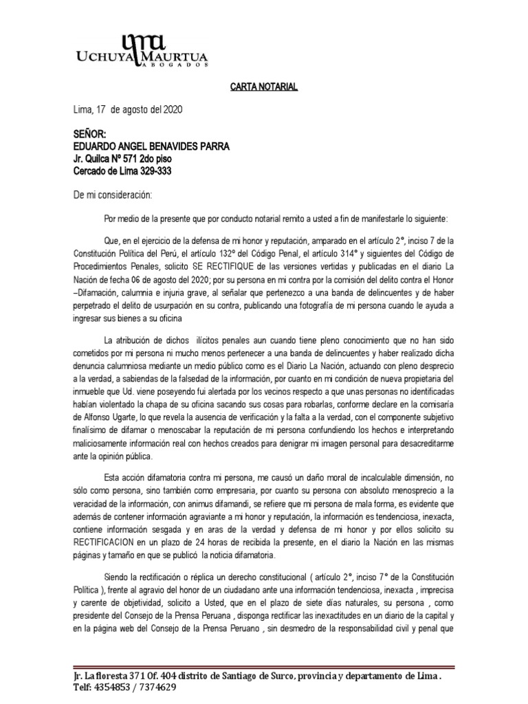 Carta Querella | PDF | Justicia | Crimen y violencia