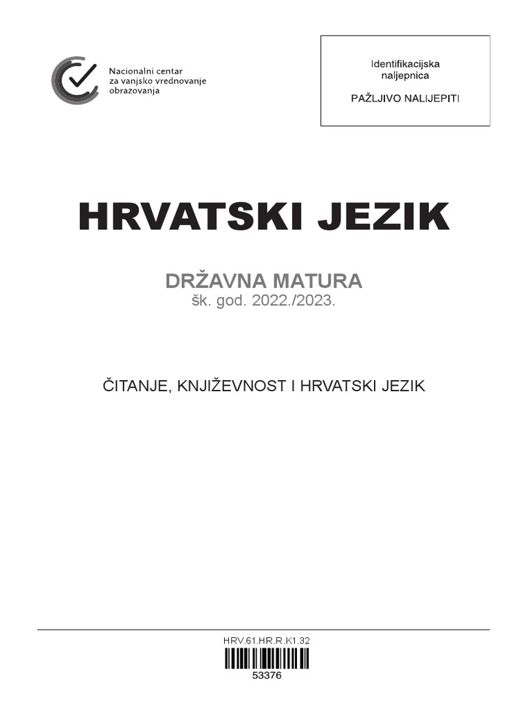Hrvatski Jezik: Državna Matura | PDF