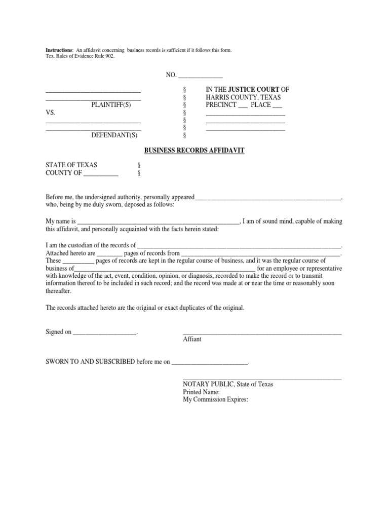 Affidavit-Business Records Evid Rule 902 | PDF | Affidavit | Civil Law ...