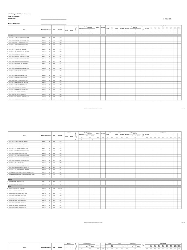 Personal Care Unilab ICS With Rented and Regular JAN 2023 | PDF ...